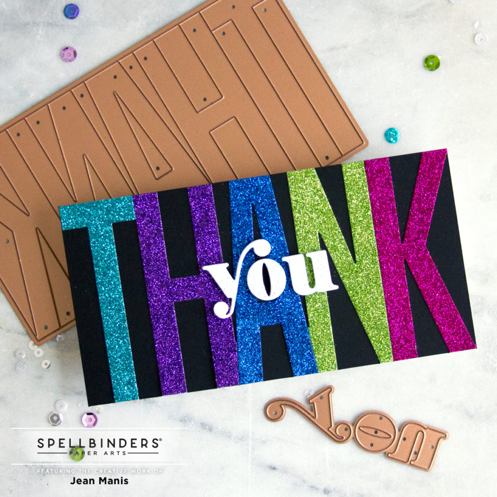Spellbinders Color Block Thank You - Right as Rain