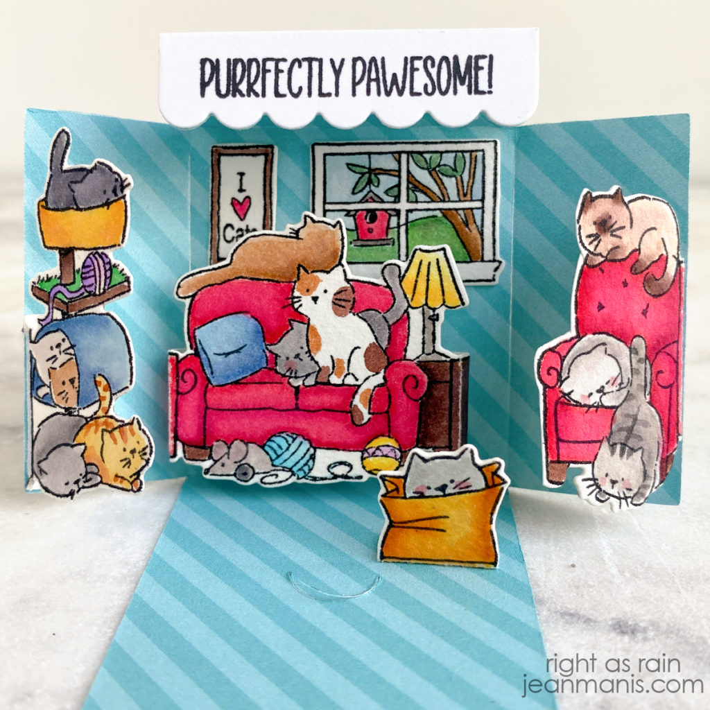 Watercolored Home Filled with Cats using Art Impressions Stamps - Right ...